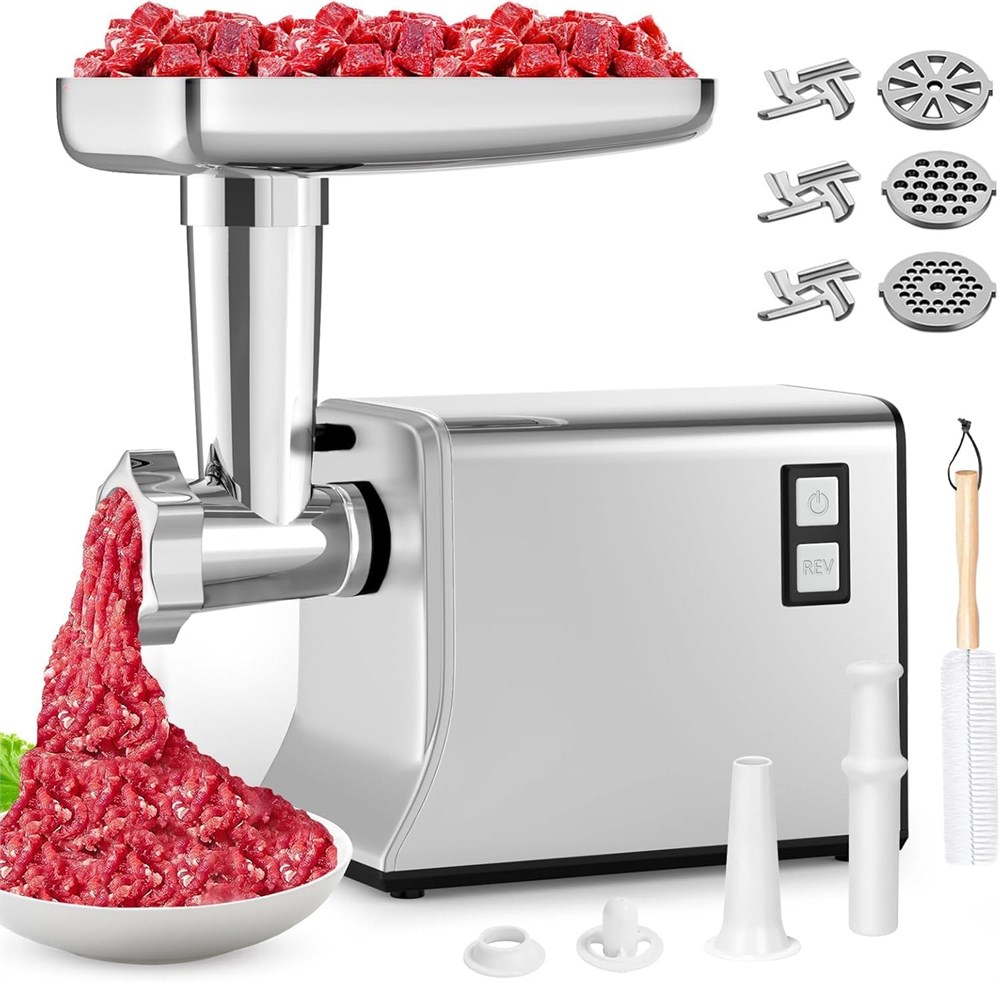 BidBid - Electric Meat Grinder 3500W, 6 Stainless Blades & Plates ...