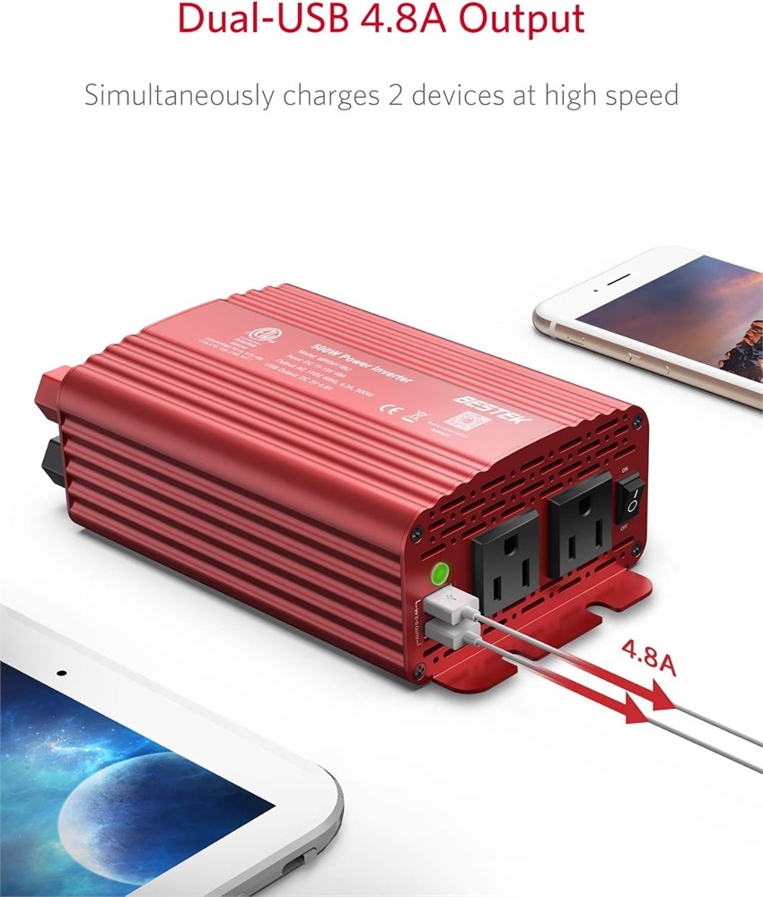 BidBid - BESTEK 500W Power Inverter 12V DC to 110V AC with Battery ...